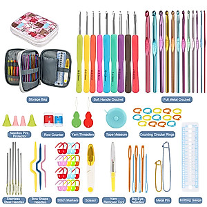 Katech Crochet Hooks Kit with Case, 85-Piece Crochet Hooks Set, Ergonomic Crochet Hook Crochet Needles Weave Yarn Kits DIY Hand Knitting Art Tools for Beginners and Experienced Crochet Lovers