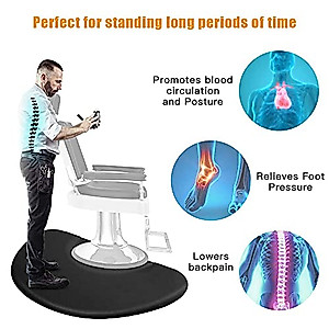3 ft. x 4 ft. Salon Mat,Anti Fatigue Salon Floor Mat for Hair Stylist,Salon Barber Chair Barber Stations,Non Slip,Waterproof,High-Heel Proof,1 inch Thick