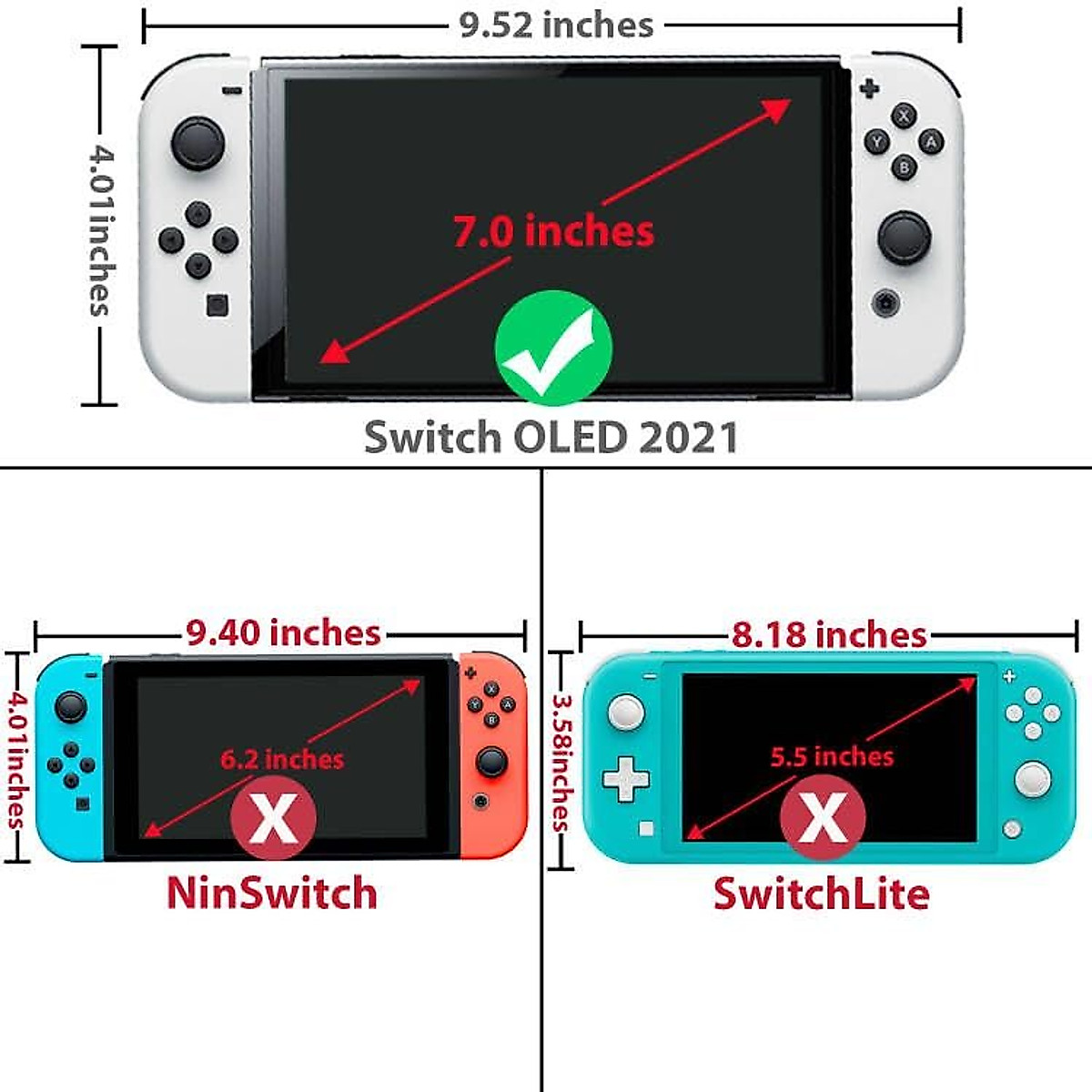 TJS [2 Pack Screen Protector Tempered Glass for Nintendo Switch OLED Model 2021, [Works While Docking] - 0.3mm Thickness/Bubble Free/Ultra Clear/9H Hardness/Anti-Scratch/Anti-Fingerprint (Clear)