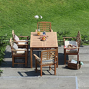 Cambridge Casual Wood Belize Patio Garden Bench with Taupe Cushion, Natural Teak