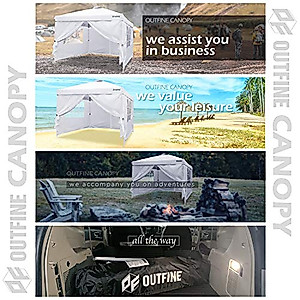 OUTFINE Canopy 10'x10' Pop Up Commercial Instant Gazebo Tent, Fully Waterproof, Outdoor Party Canopies with 4 Removable Sidewalls, Stakes x8, Ropes x4 (White, 10*10FT)