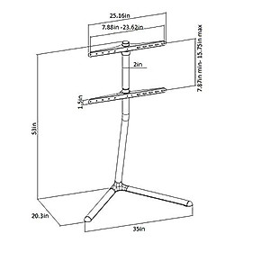 ynVISION.DESIGN Modern Studio TV Floor Stand, Mount & Easel with Adjustable and Swiveling Viewing Angle 49-70 inch (Chrome)