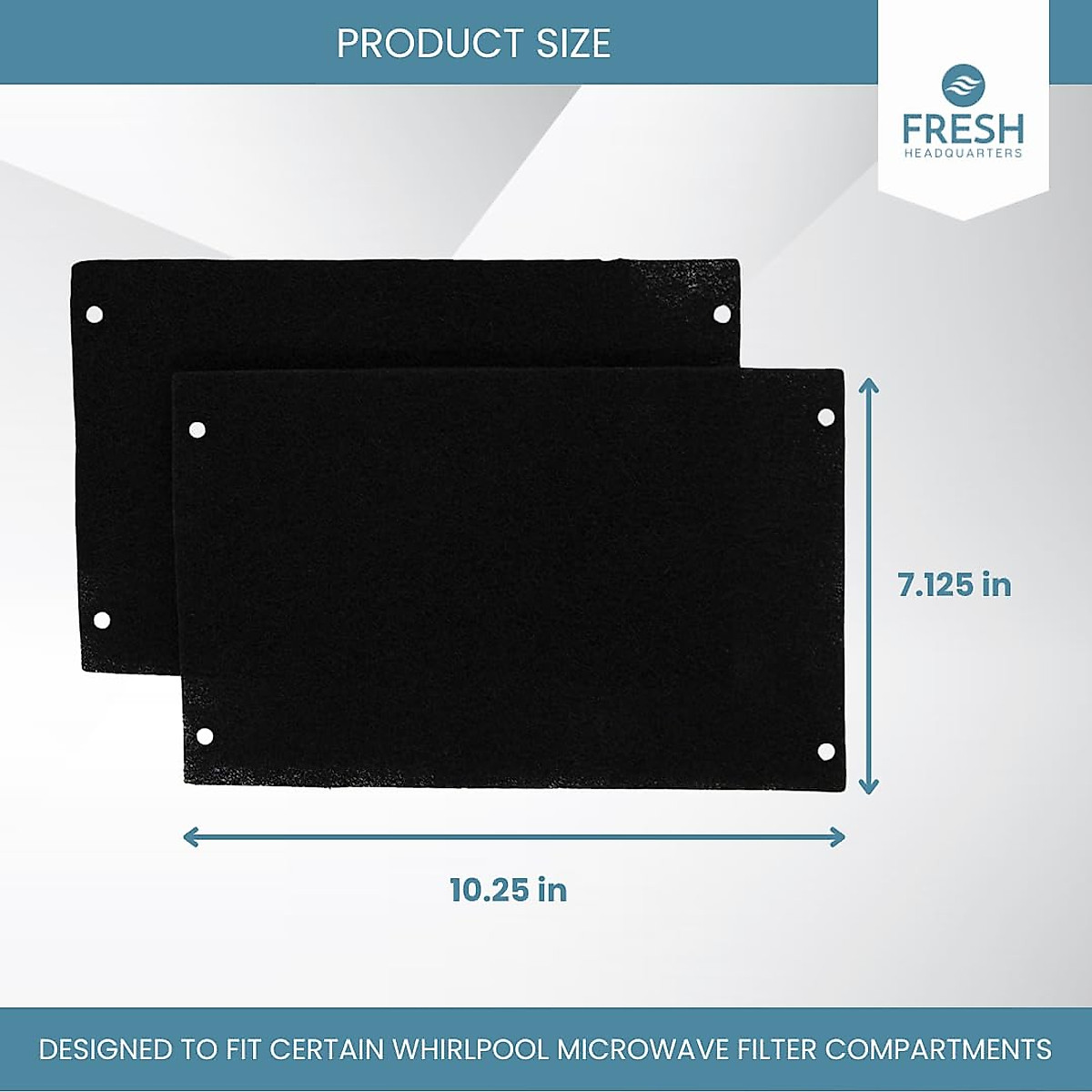 2 Pack Replacement Air Filters for Whirlpool Low Profile Microwave Oven – Activated Charcoal Filters for Over the Range Microwave Hood Models WML55011HS and WML75011HZ (Whirlpool 10.25"x7.125")