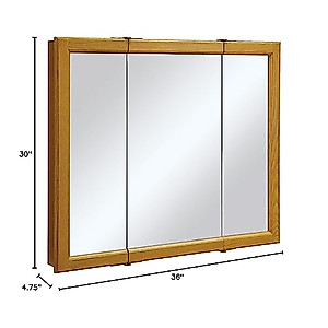 DESIGN HOUSE DHI 545285 3-Door OAK TRIVIEW MED CABINET Honey Oak, 36" W x 30" H