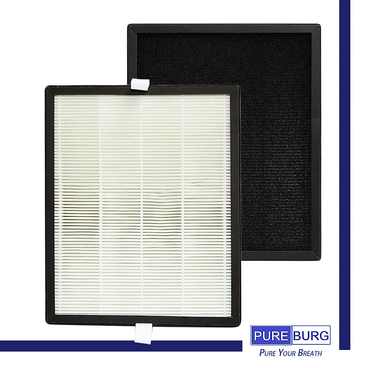 PUREBURG BS-10 True HEPA Replacement Filters Compatible with PARTU BS-10 Air Purifier,H13 3-Stage Filtration Activated carbon Air Clean Dust VOCs Odor, 2-Pack