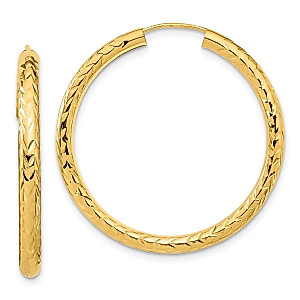 14K Yellow Gold Endless Round Hoop Earrings