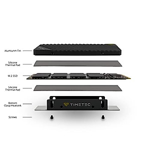 Timetec 1TB PCIe 4.0 Heatsink Gaming SSD NVMe PCIe Gen4x4 M.2 2280 3D NAND TLC 1000TBW SLC Cache Read/Write Speed Up to 5,100/4,700 MB/s Internal Solid State Drive for PS5, PC Desktop