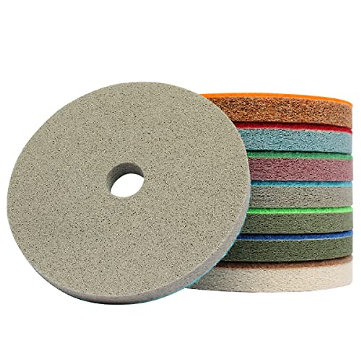 5" Diamond Sponge Fiber Polishing Pad 300-10000 Grit - Polishing Tile Stone Marble Concrete Ceramics Glass 7set