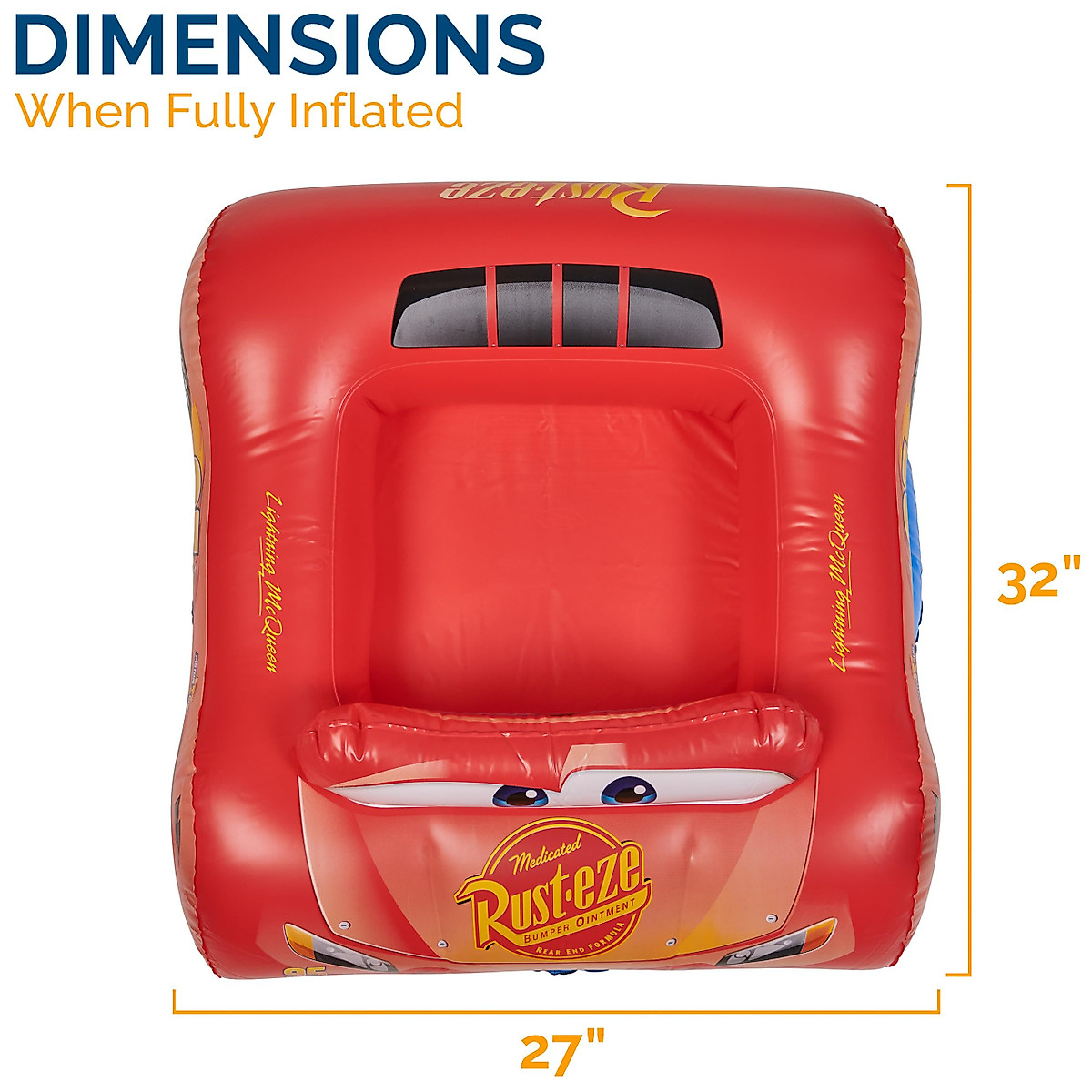 Swimways Disney Pixar Cars Inflatable Water Boat Vehicle, Inflatable Pool Floats and Kids Pool Toys, Cars Pool Party Supplies for Kids Aged 3 & Up