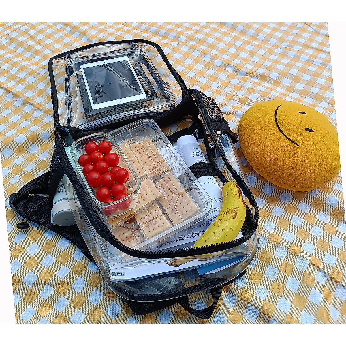 Heavy Duty Clear Backpack Heavy Duty Clear Bookbags School Stadium Approved TPU Transparent Bag for Work Security Sports XL