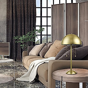 Globe Electric 12976 Haydel 21" 2-Light Table Lamp, Matte Brass, Double On/Off Pull Chain