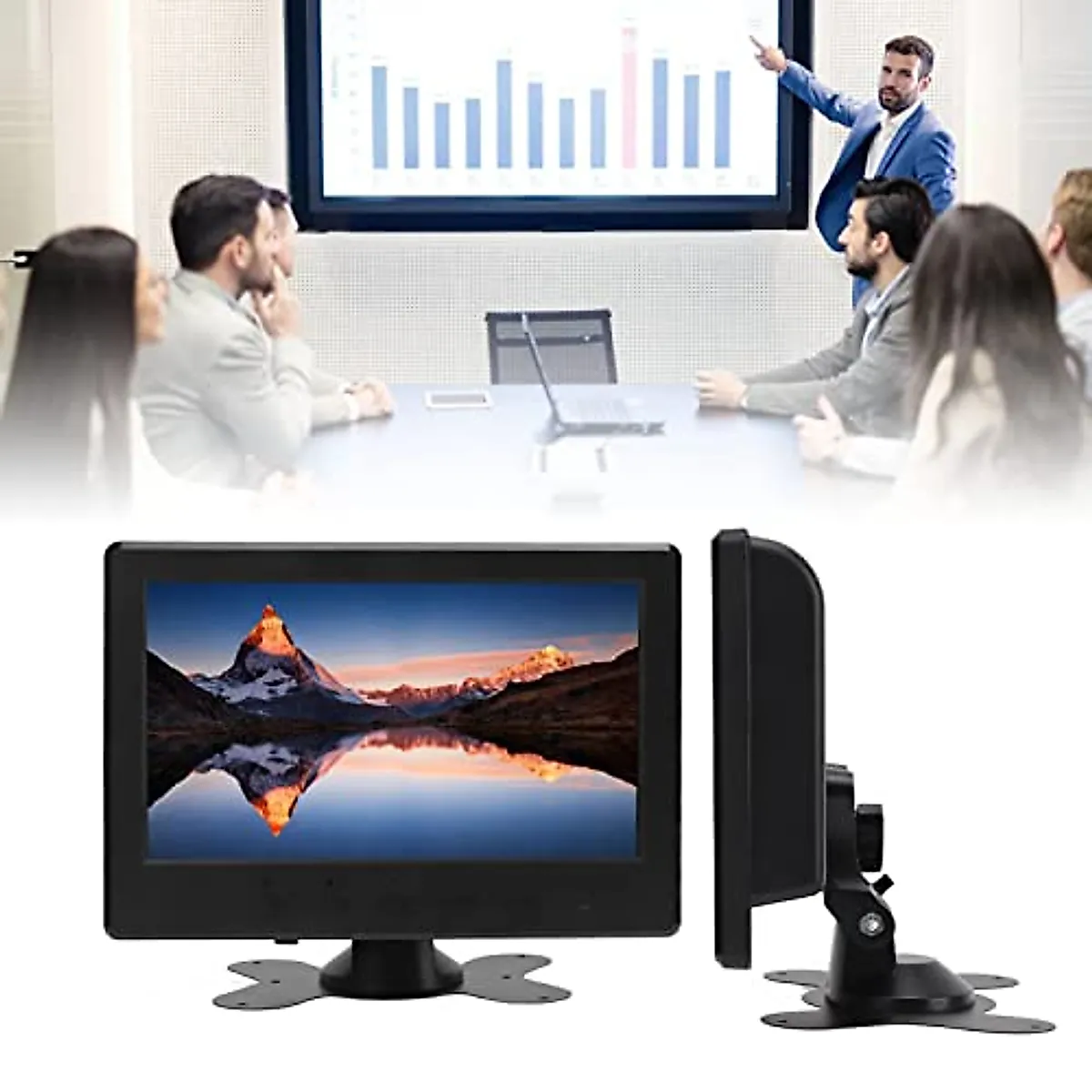 LED Color Video Monitor, HD Media Interface 7 Inch TFT LED Display VGA AV Monitor BNC USB DCIn Remote Control for Laptop PC Home