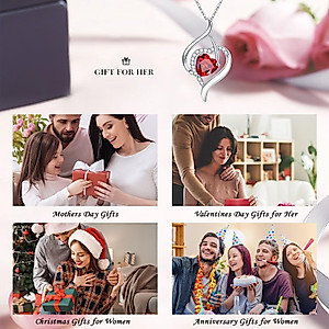 Iefil Birthstone Necklaces for Women - Anniversary Birthday Gifts for Women, Citrine Heart Necklace, November 925 Sterling Silver Rose Heart Birthstone Necklace for Women, Jewelry Gifts for Her Wife