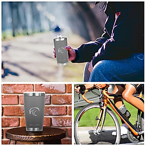 Wet Work Double Wall Tumbler 20 oz Made from Durable Stainless Steel for Hot and Cold Drinks - Insulated Travel Mug for Coffee Tea Wine with Leak Proof Lid for Travel Hiking Camping Gifts - Graphite