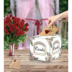 SietDESEO Wedding Card Box Wedding Favors Post Box Floral Money Box Card Box Holder for Wedding Birthday Party Baby Shower Bridal Shower Table Centerpiece Decoration