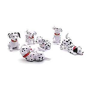 Exasinine Mini Dogs Miniature Figurines Fairy Garden Miniature Moss Landscape DIY Terrarium Crafts Ornament Accessories for Home Décor (Dalmatian, Set of 6)