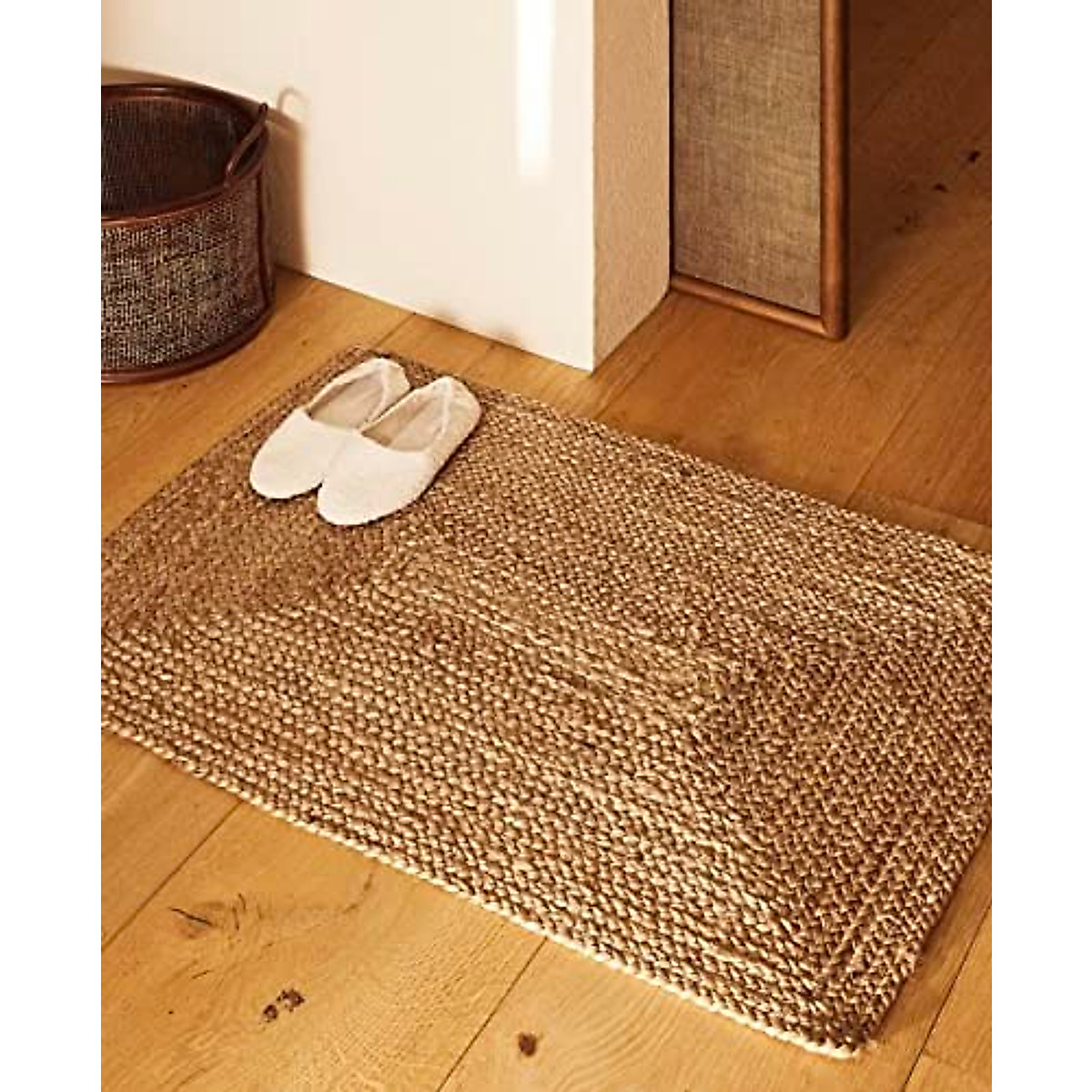 JOVIAL INTERNATIONAL Hand Woven Jute Braided Rug, 2'x3' - Natural, Reversible Farmhouse Accent Rugs for Living Room, Kitchen, Bedroom - 24x36 Inches (Rectangle 2'x3')