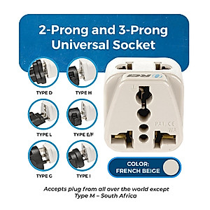 Australia Power Plug Adapter, OREI US to China Plug Adapter, 2 in 1 Type I Plug Adapter with Universal Outlet, Perfect for Laptop, Camera, Mobile, Used in Australia, New Zealand, China (DB-16-2PK)