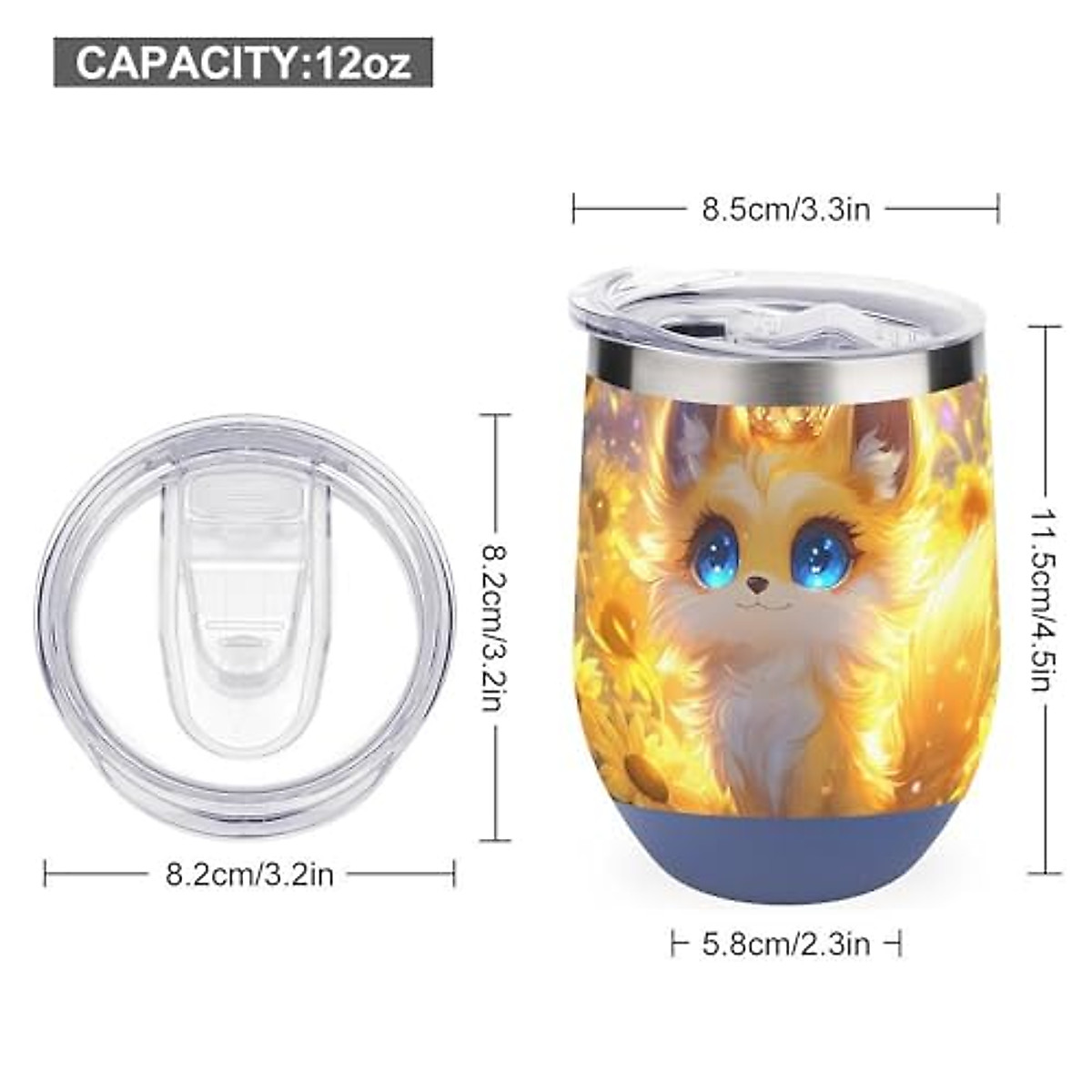 Foxes Insulated Tumbler with Lid Stainless Steel Coffee Mug Cute Wine Tea Water Cup Blue-style