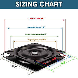 Boat Seat Swivel, Bar Stool Swivel Plate Replacement, Square Swivel Mechanism for Furniture Recliner Chair and Boat Seat