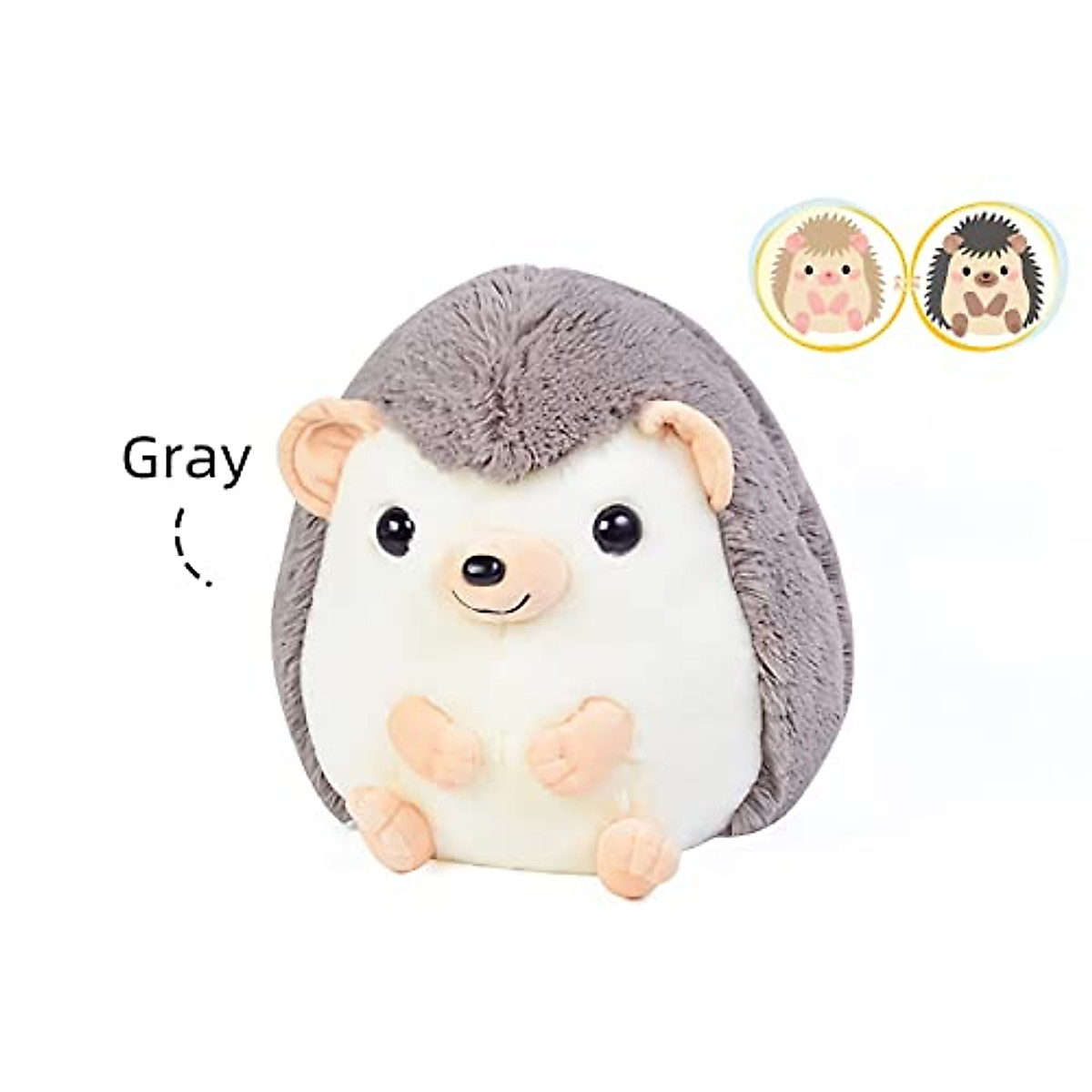 CHDGIOHA Cute Hedgehog Stuffed Animal Plush Body Pillow - 13.7'' Gray Kawaii Hedgehog Plushie Throw Pillow, Chubby Soft Plush Toy Doll, for Him & Her (Gray,Medium)