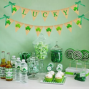 St Patrick's Day Decorations, Lucky Banner and Shamrock Clover Garland Banner for St Patrick's Day Holiday Party Supplies