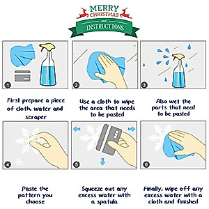 XIMISHOP 82PCS Christmas Snowflake Window Clings Stickers for Glass, Xmas Decals Decorations Holiday Snowflake Santa Claus Reindeer Decals for Party