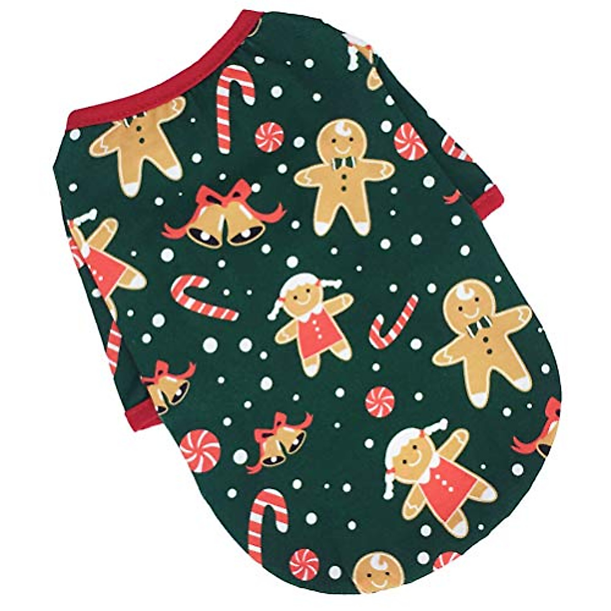 Gingerbread Man Pattern Pet Coat Dog Christmas Clothes Adorable Pet Party Outfit- Pet Party