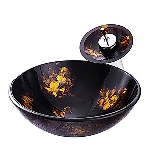 YOtat Tempered Glass Sink, Hotel Sink, Bath om Toilet Basin, Household Hotel Kitchen Accessories (A)