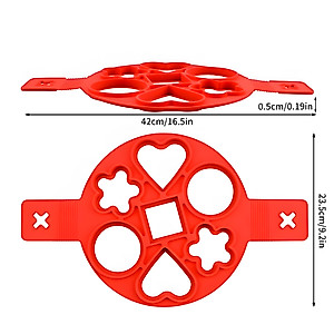 2 Pcs Silicone Pancake Molds,Reusable 7 Holes Flip And Cook Pancake Maker, Silicone Non-Stick Pancake Machine Egg Ring,For Making Fluffy Chicken Rolls And Art Cake