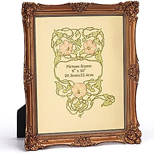 Giftgarden 8x10 Vintage Gold Picture Frame, Antique Bronze Ornate 8 by 10 Photo Frame for Tabletop Display, Classical Victorian Frame Style