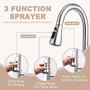 Touchless Kitchen Sink Faucet with Pull Down Sprayer, Herogo Brushed Nickel Stainless Steel Smart Activated Kitchen Faucet with Soap Dispenser, Single Handle Motion Sensor Faucet for Farmhouse RV Sink