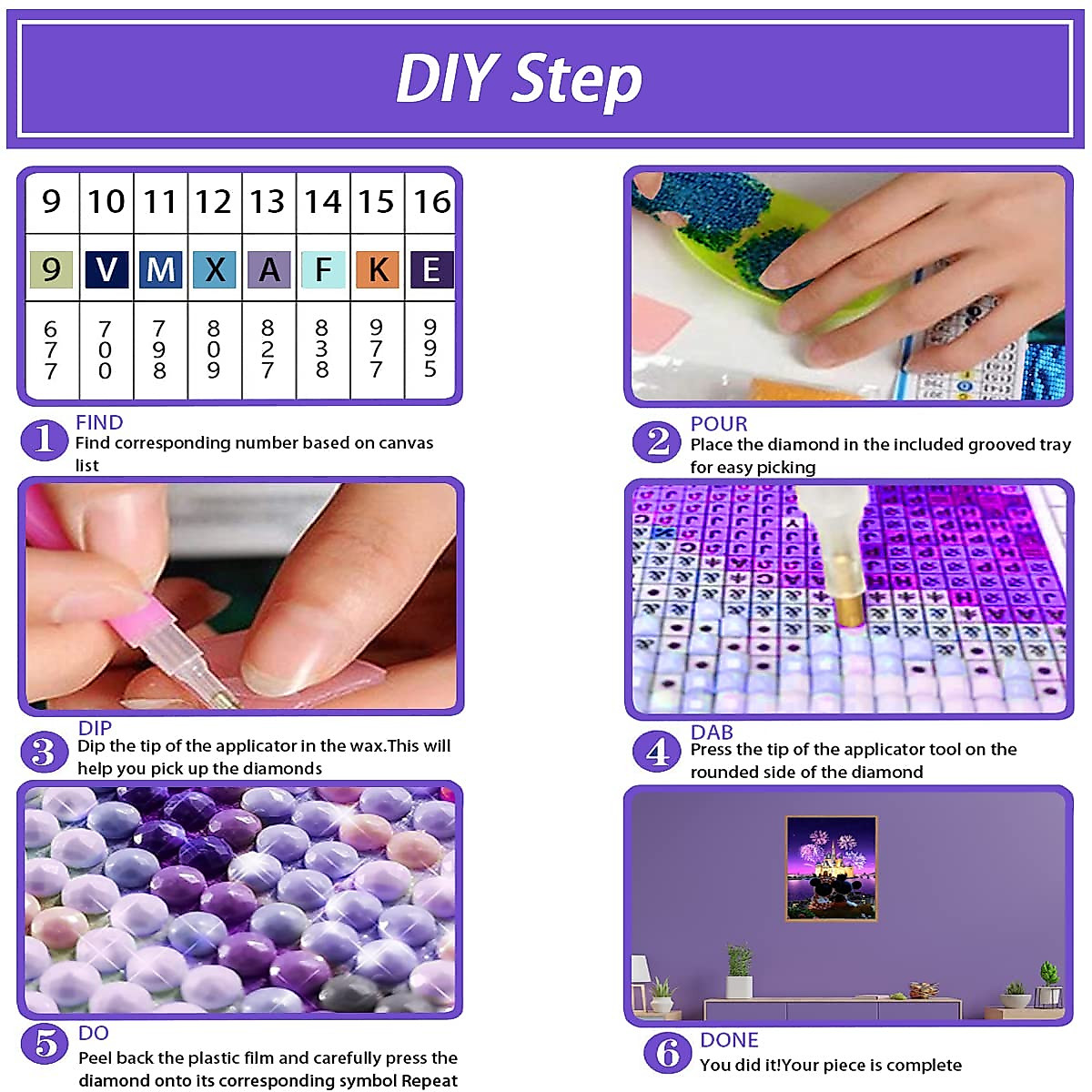 DIY 5D Diamond Painting by Number Kits, Crystal Rhinestone Diamond Embroidery Paintings Pictures Arts Craft for Home Wall Decor (Castle, 12x16inch)