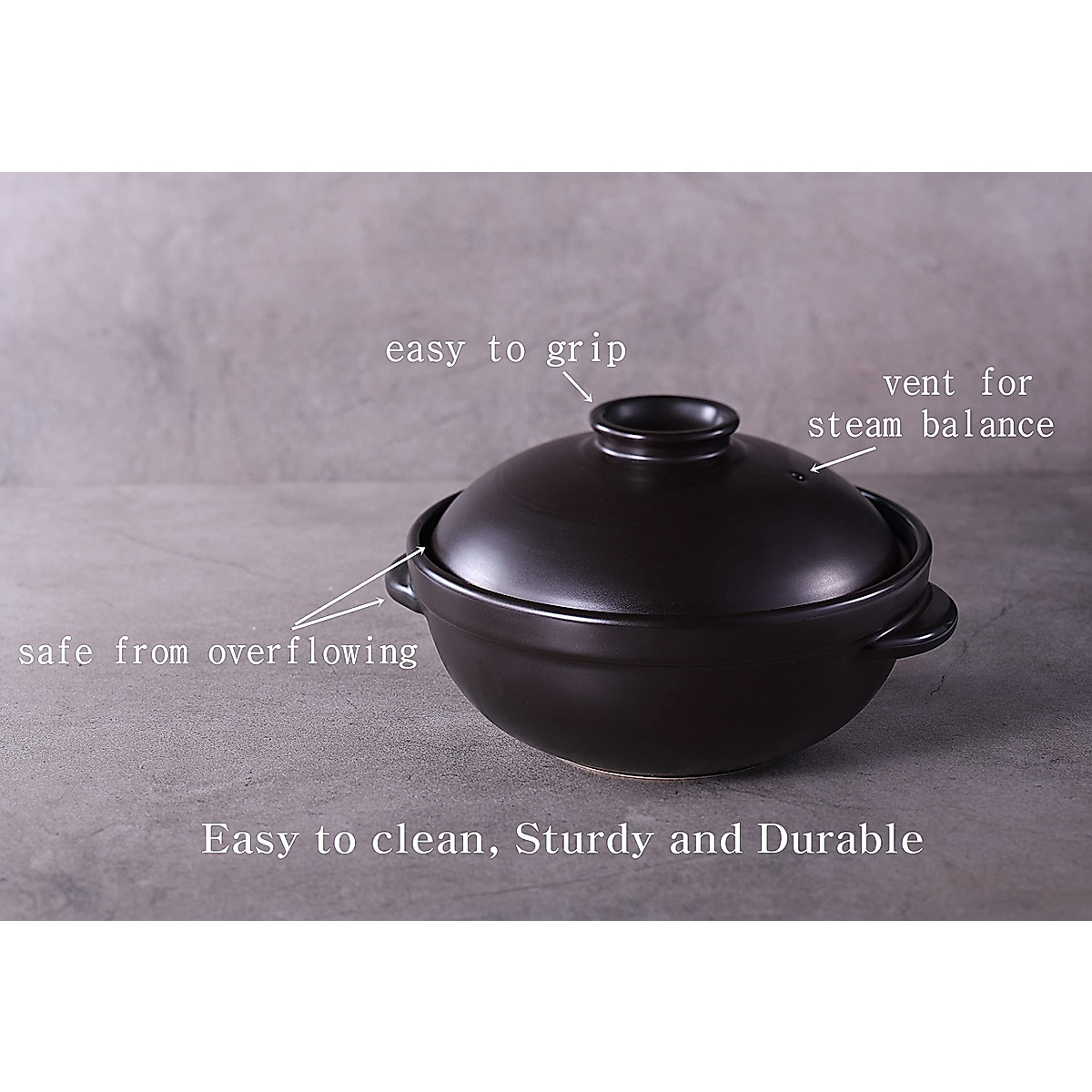 GREATUS Korean Dojagi R Pot/Premium Korean Stone Pot with lid Stone Bowl Ttukbaegi Dolsot (Small)