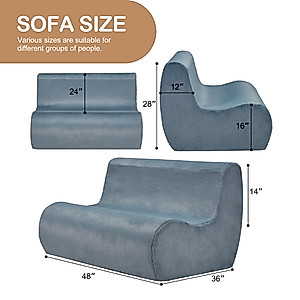 Cansunna Loveseat Bean Bag Chair, Bean Bag Couch Lazy Beanbag Sofa Large Armless Comfy Chair Sofa for Adults, with High Density One-Piece Foam Filling (Large)