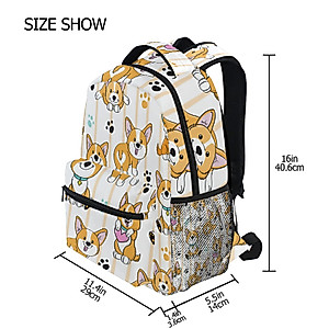 Lovely Corgi Dogs Backpack for Girls Kids Boys Cute Animals Pupyy School Backpacks Waterproof Student Laptop Book Bag College Carrying Bags Casual Durable Lightweight