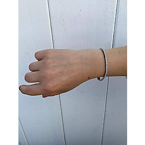 HarlemBling Real Solid 925 Sterling Silver 2mm CZ Tennis Bracelet - 6-8.5" Iced Diamond One Row Bracelet - Thin & Great For Classy Everyday Look (7)