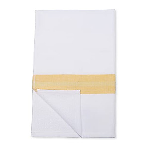 Amazon Basics 100% Cotton Terry Reversible Flour Sack Kitchen Towels, 12 Pack, Yellow, 28"L x 27"W