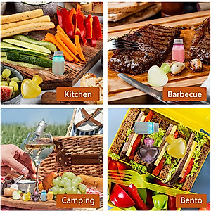 WXOIEOD 8 Pieces Mini Condiment Bottles for Lunch Box, Mini Ketchup Bottle for Kids Lunches, Cute Heart Condiment Squeeze Bottles Plastic Sauces Containers for Kids School Bento Box Accessories