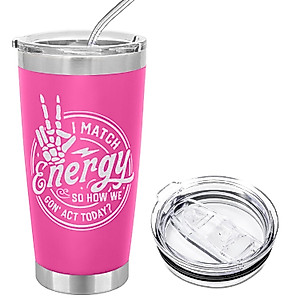 Funny 20oz Travel Coffee Mug -Insulated Stainless Steel Tumbler with Slider Lid, BPA-Free, Dishwasher Safe, Fits Car Cup Holders-Witty Sarcastic Engraved Gift for Women, Men, Coworker Gifts-Hot Pink