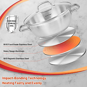 Duxtop Professional Stainless Steel Cooking Pot, 5.7-Quart Stock Pot with Glass Lid, Impact-bonded Technology