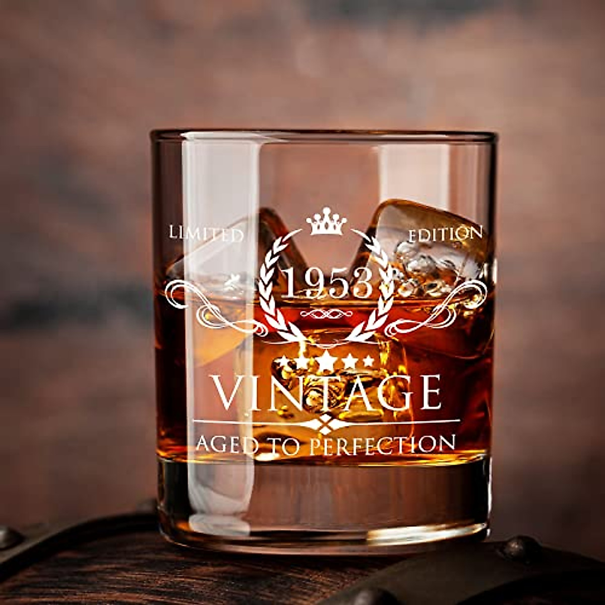 AOZITA 70th Birthday Gifts for Men Whiskey Glass- 70th Birthday Decorations for Men, Party Supplies - 70th Bday Gifts Ideas for Him, Dad, Husband, Friends - 11oz