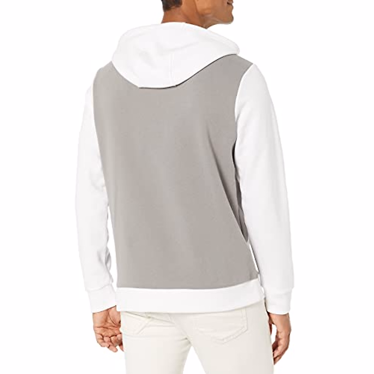 Karl Lagerfeld Paris Men's Soft Color Block Hoodie, Grey/White, Medium