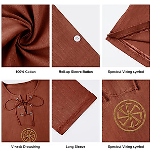 Men's Fashion Cotton Linen Shirt Long Sleeve Solid Color Ethnic Beach Yoga Top Brick Orange XL