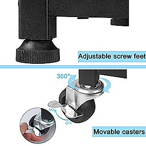 IKESOMUE Industrial Microwave Oven Stand Baker's Storage Racks Shelving Printer Rolling Utility Cart Wood Standing Shelf Units Wheels Kitchen Bathroom Bedroom Living Room Office (4 Tier) (B2201-List)