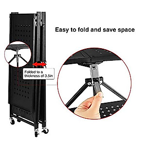 ATAAY Adjustable Storage Shelf with Wheel, Kitchen Organizer Shelving Storage Rack for Garage Unit Heavy Duty Kitchen Storage Rack,Foldable Storage Shelving/a