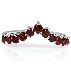 Silvershake 1ct. Natural Garnet 925 Sterling Silver V Shape Stack Stackable Ring Size 6.5