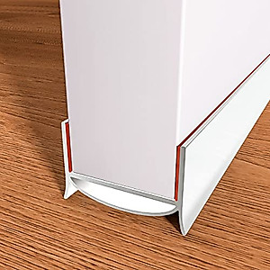 Door Draft Stopper, Strong Adhesive Door Sweep for Exterior and Interior Doors, Cuttable Under Door Seal 39” Length(White)