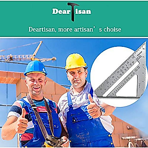 Carpenter Square, 7-inch Aluminum Square+ 5Pcs Woodworking Pen Rafter Carpenter Triangle Square Pressional Easy-Read Layout Tool framing Square (Aluminum)