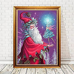 Maripabon 5D Painting by Numbers Kits for Adult Santa Claus Blessed Angel Full Diamond Round Diamond DIY Embroidery Arts Craft for Home Wall Decor, 11.8x15.7 Inch
